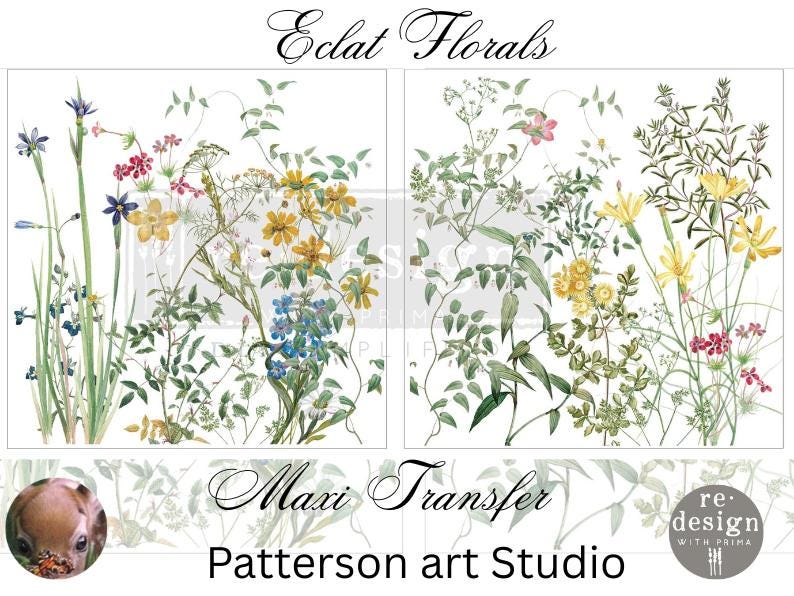 ECLAT FLORALS - NEW! Redesign With Prima Rub on New Maxi Sized Transfer ...