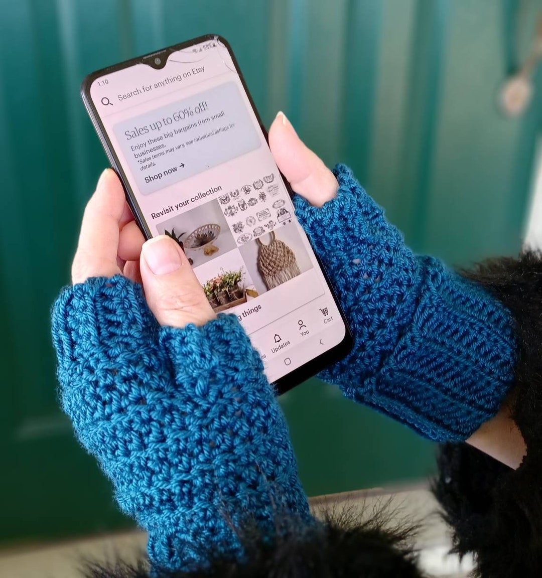 Texting Mittens- Fingerless Gloves Teal- Super Soft Ocean - for Women ...