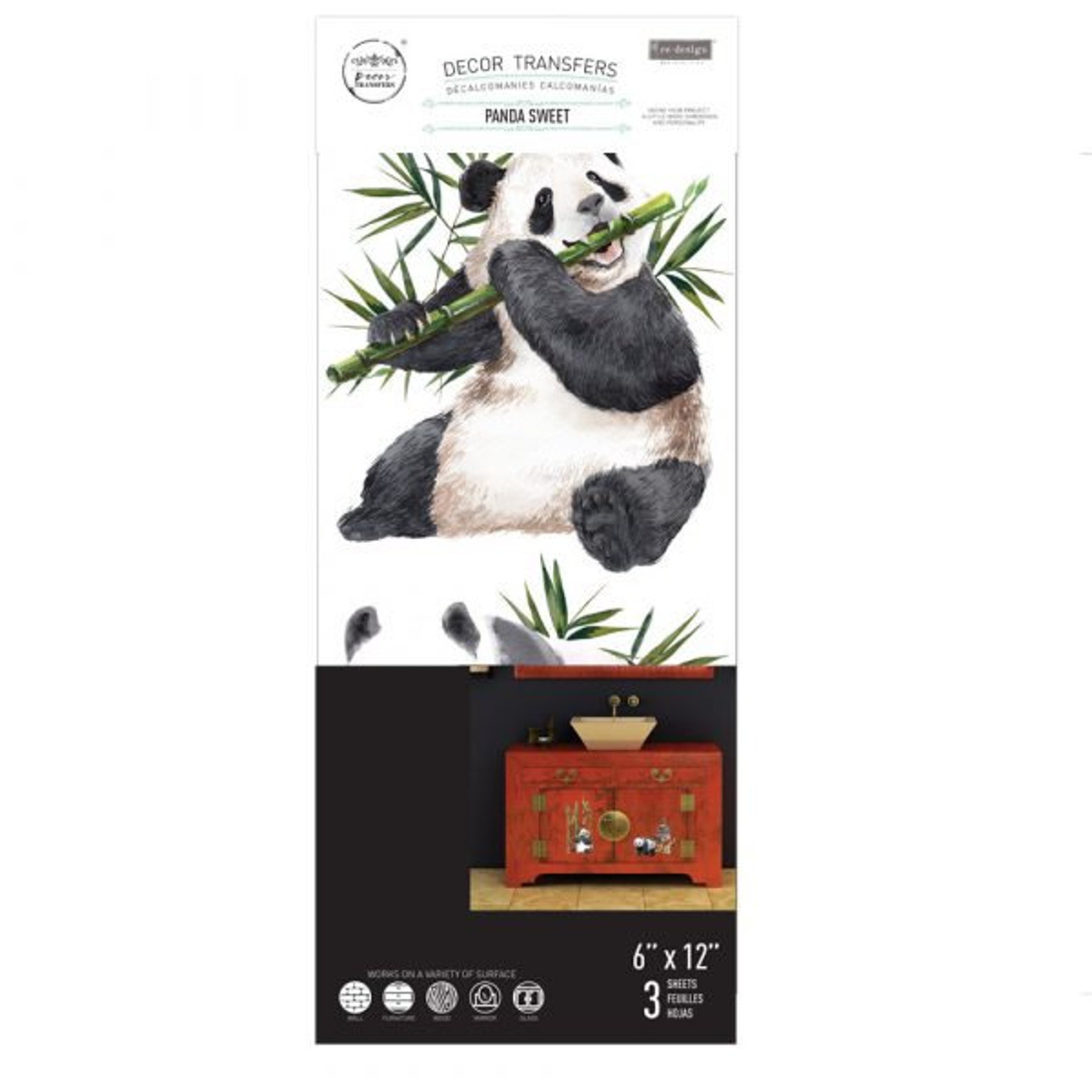PANDA SWEET Redesign With Prima Rub on Small Transfer for - Etsy