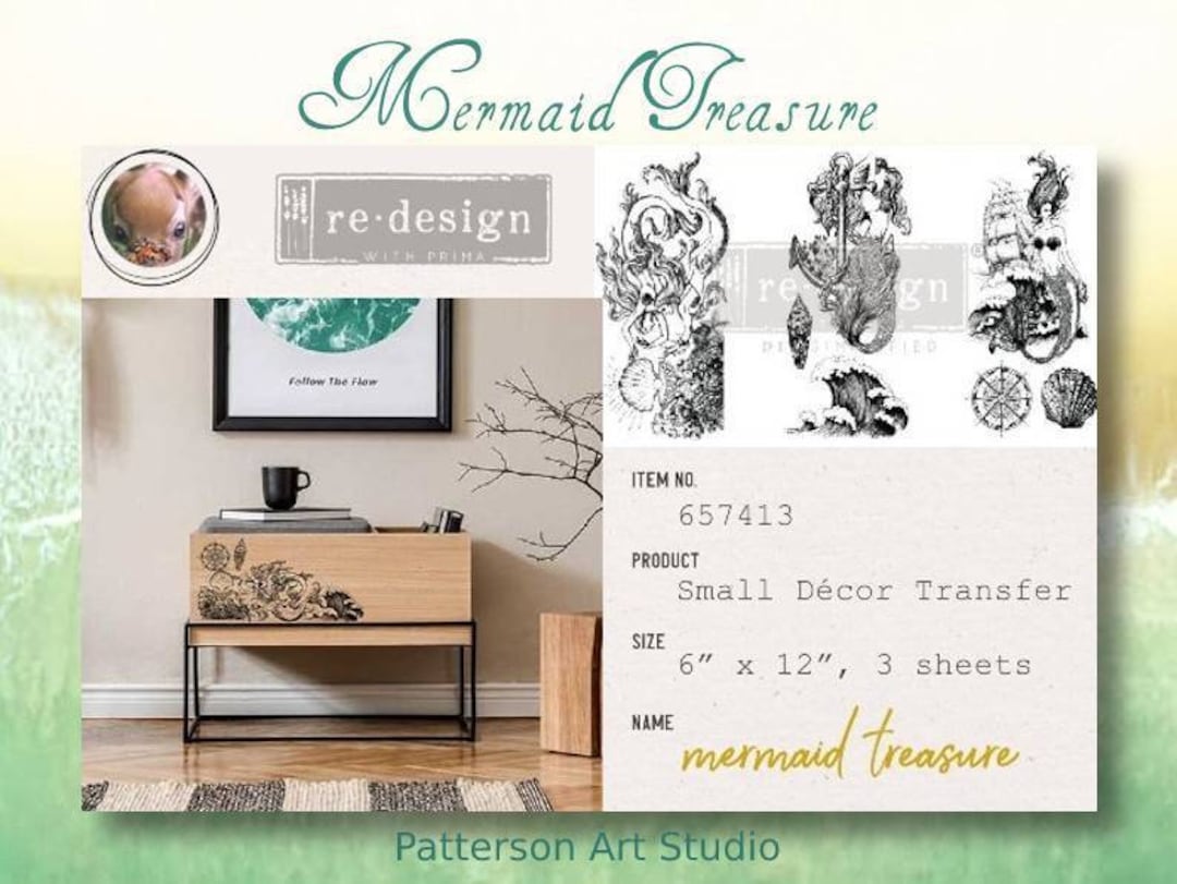 New! - MERMAID TREASURE - Redesign With Prima - Rub on Small Transfer ...