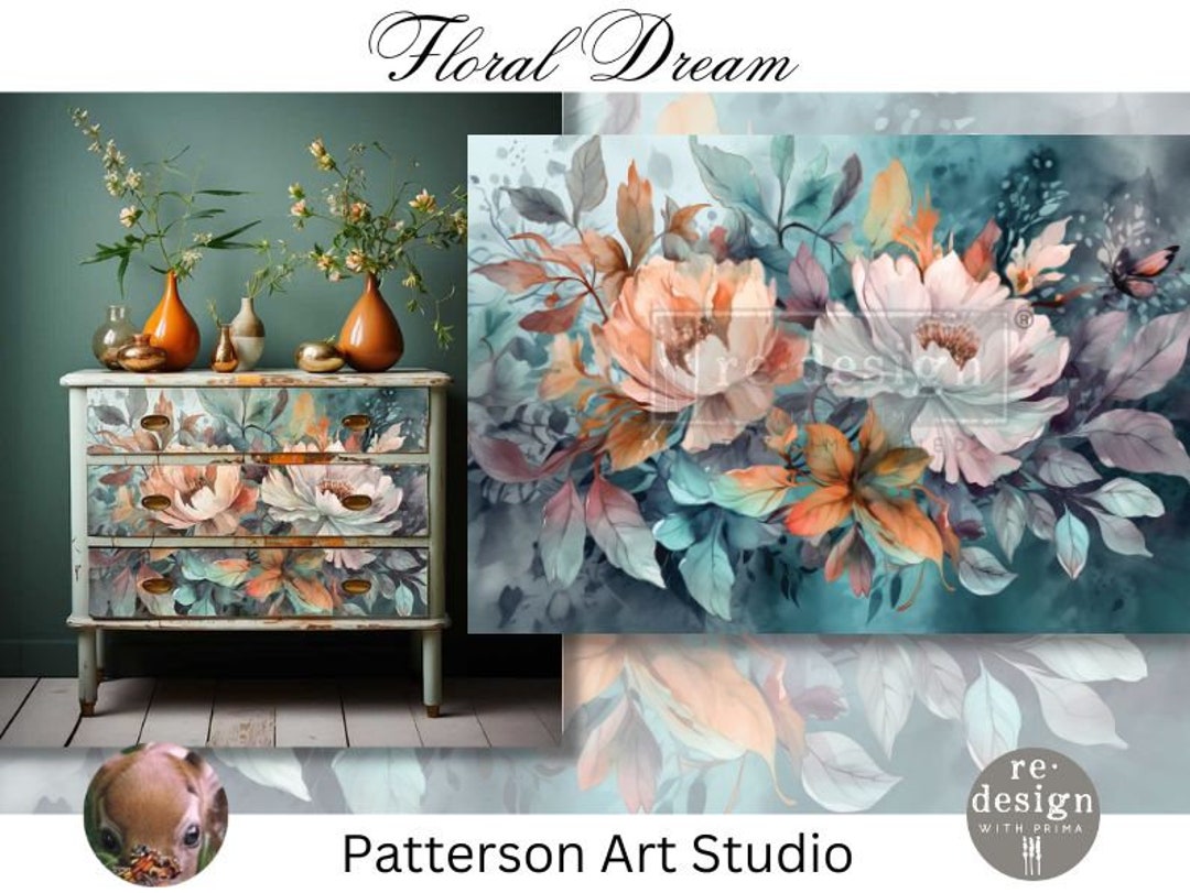 FLORAL DREAM - New! - Redesign With Prima A1 Decoupage Fiber - Fine Art ...