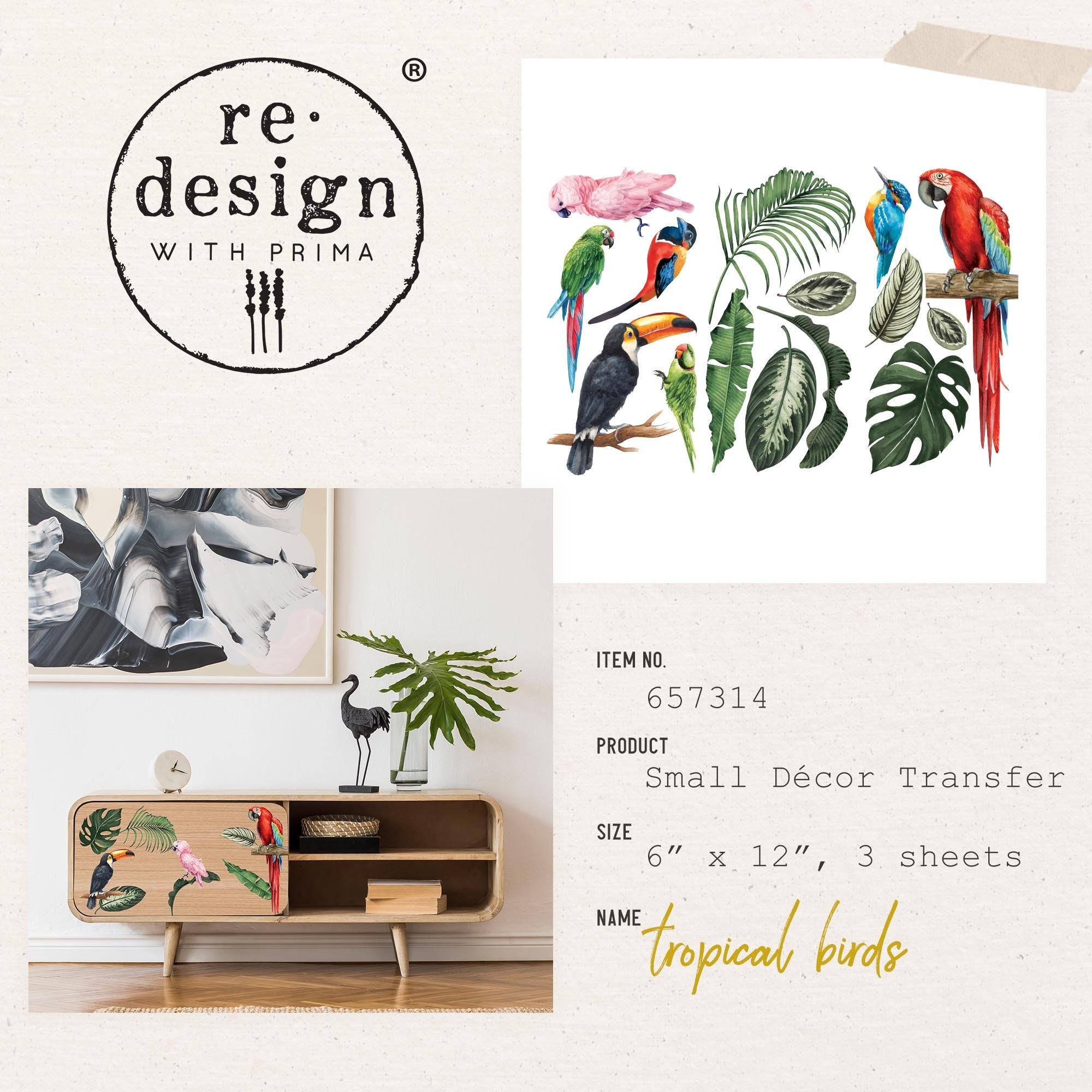 New TROPICAL BIRDS Redesign With Prima Rub on Small - Etsy