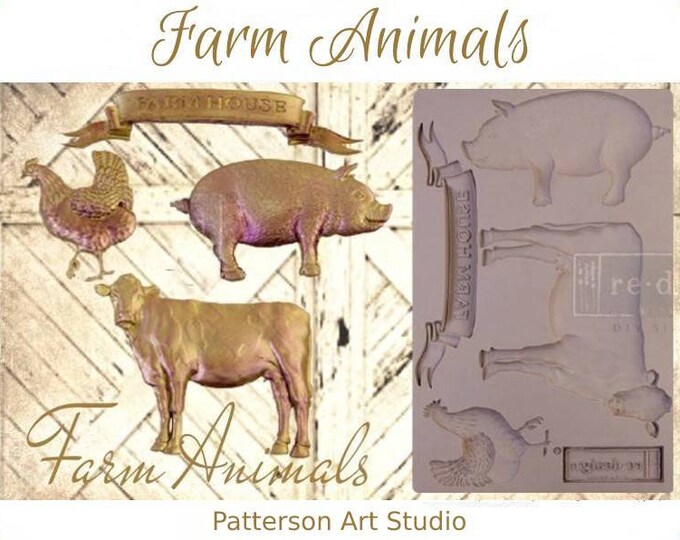 Silicone Mold - New! Farm Animals - Redesign With Prima Mold 5"x8 ...