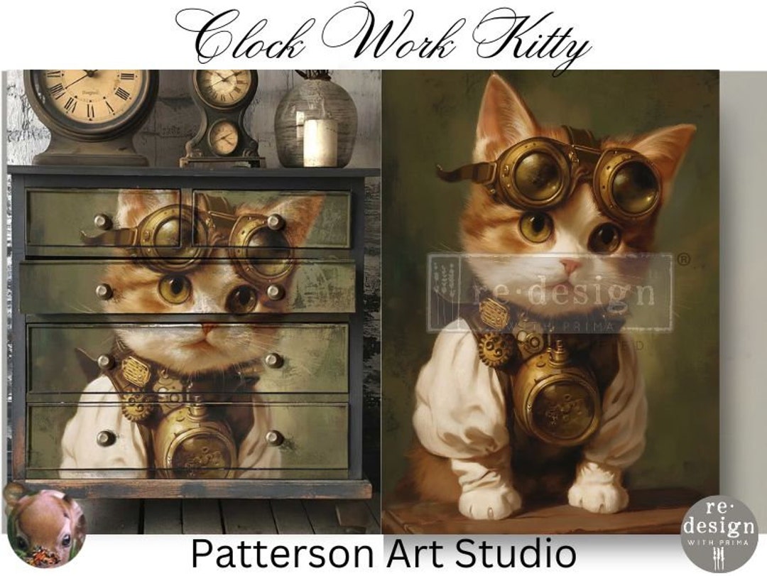 CLOCKWORK KITTY- New! - Redesign With Prima A1 Steampunk Kitty Cat ...