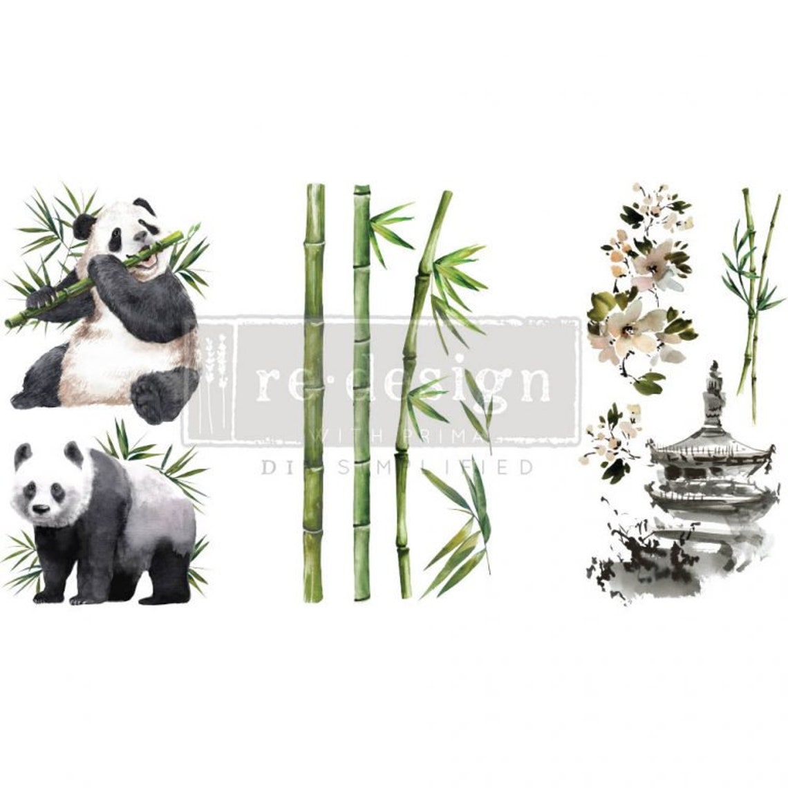 PANDA SWEET Redesign With Prima Rub on Small Transfer for - Etsy