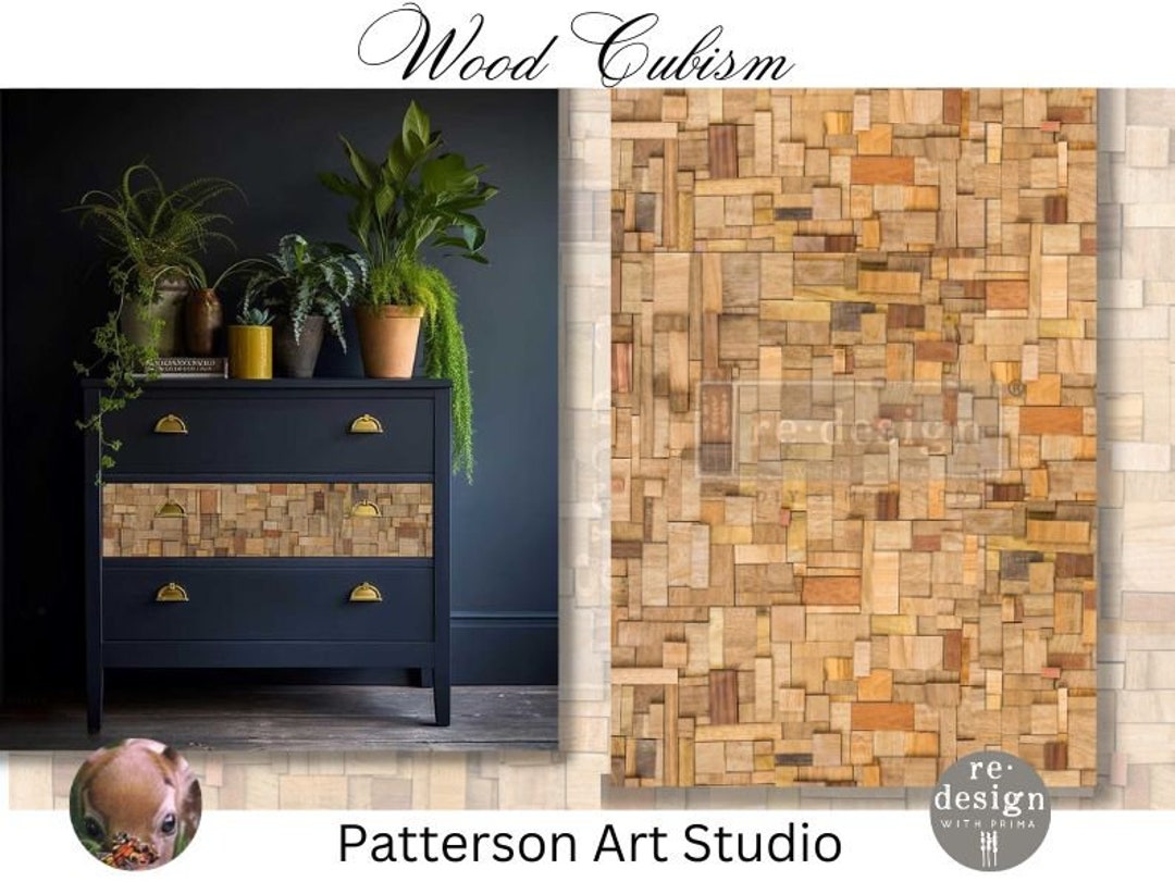 WOOD CUBISM New Redesign With Prima A1 Decoupage Fiber Fine Art Decor ...
