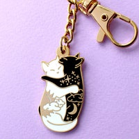 Cat and Moon Keychain Girlfriend Gift Keyring Cat Jewelry Moon Key ...