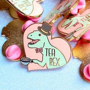 Tea Rex T-rex Hard Enamel Pin Badge Tyrannosaurus Rex Pin Trex Tea Pin ...