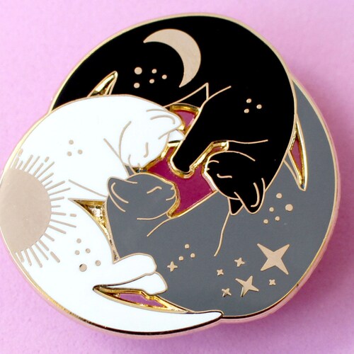 Yin Yang Sun and Moon Enamel Pin - Etsy
