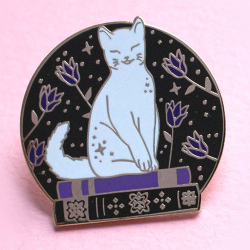 Book Loving Cat Enamel Pin Enamel Pin Cat Lover Gift Book - Etsy