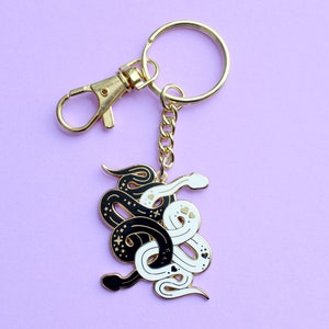 Snake Key Chain Keychain Black and White Gothic Key Chain Key Ring ...