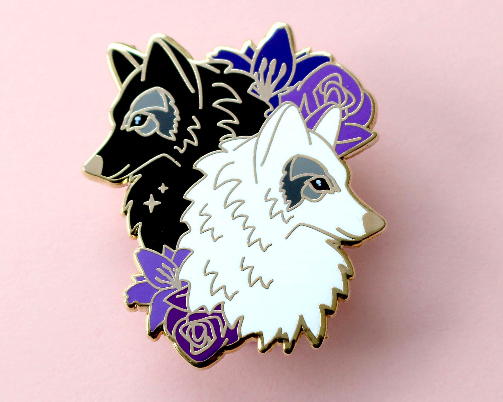 Wolf Enamel Pin Wolves Yin Yang Enamel Pin Black and White - Etsy