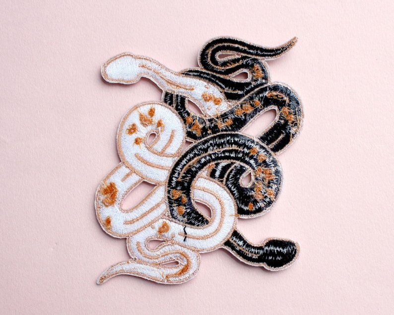 Black and White Snake Patch Iron on Patch Embroidered Patch Back Patch ...