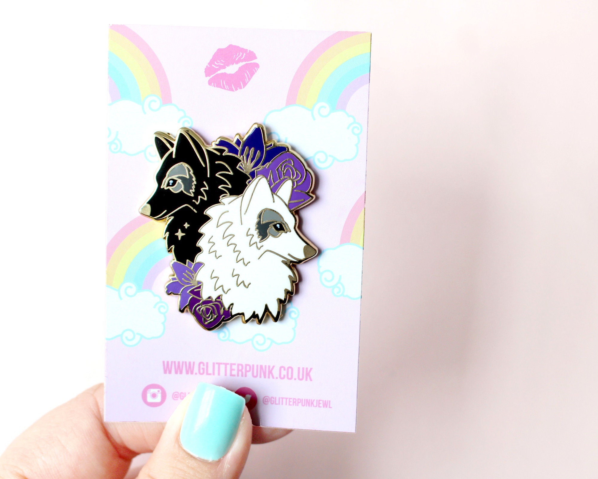 Wolf Enamel Pin Wolves Yin Yang Enamel Pin Black and White - Etsy UK