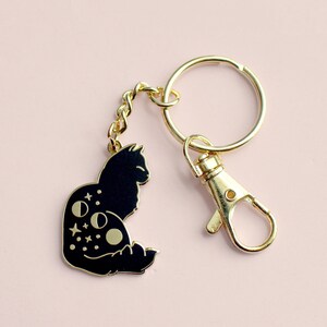 Celestial Cat Key Chain Star Key Chain Starry Cat Moon Key Chain Moon ...
