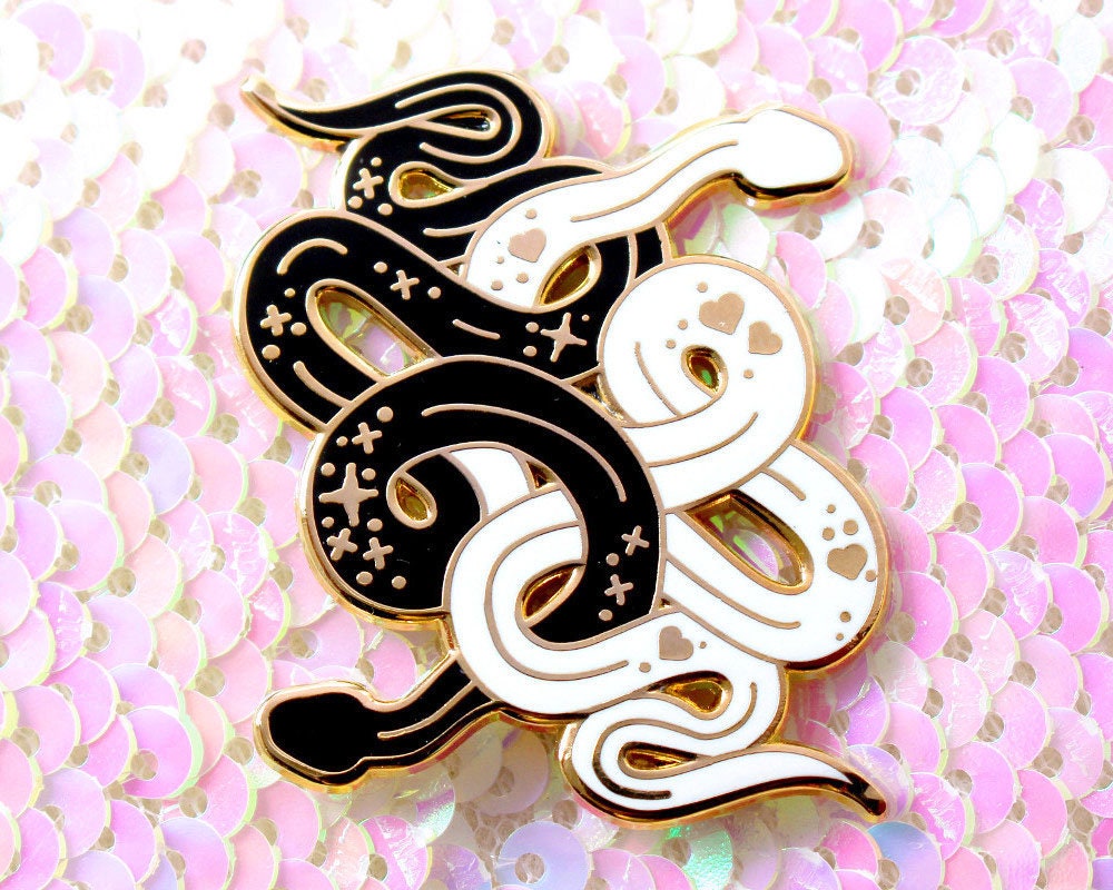 Black and White Snake Enamel Pin Gothic Pin Animal Pin Reptile - Etsy UK