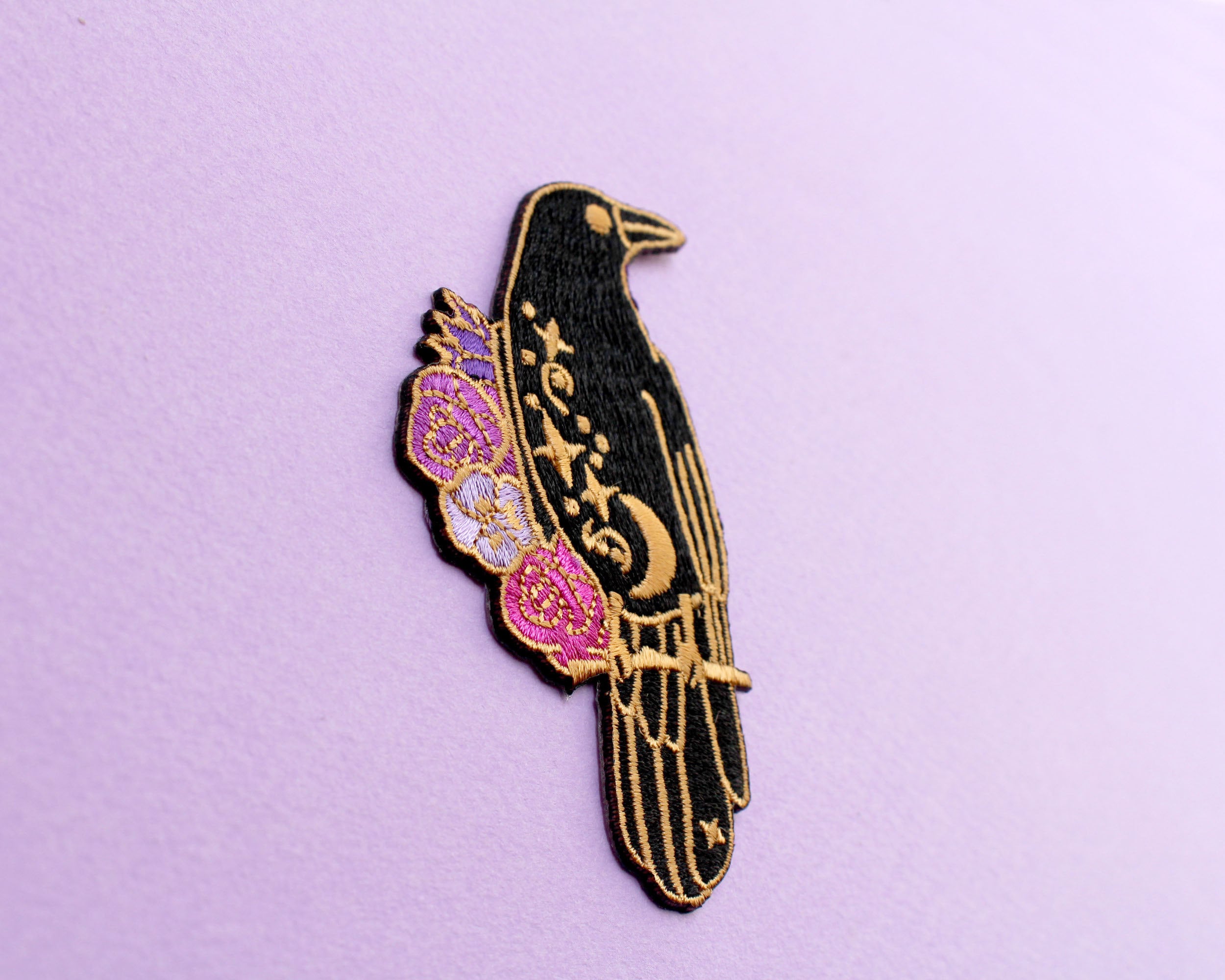 Crow Patch Iron on Patch Embroidered Patch Back Patch Bird Patch Horror Patch Raven Patch Goth ...