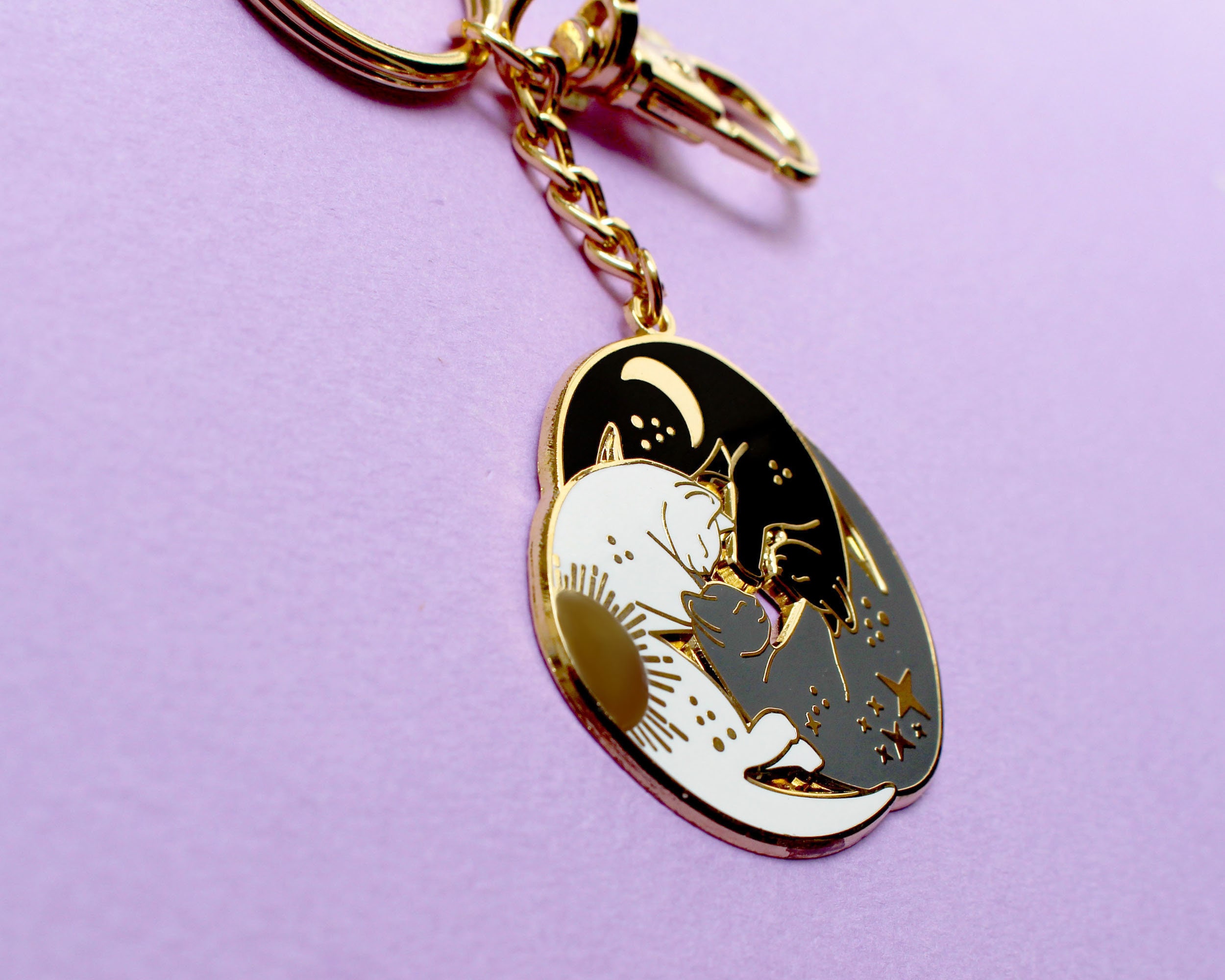 Trio of Cats Keychain Black Cat Keychain Celestial Keychain - Etsy