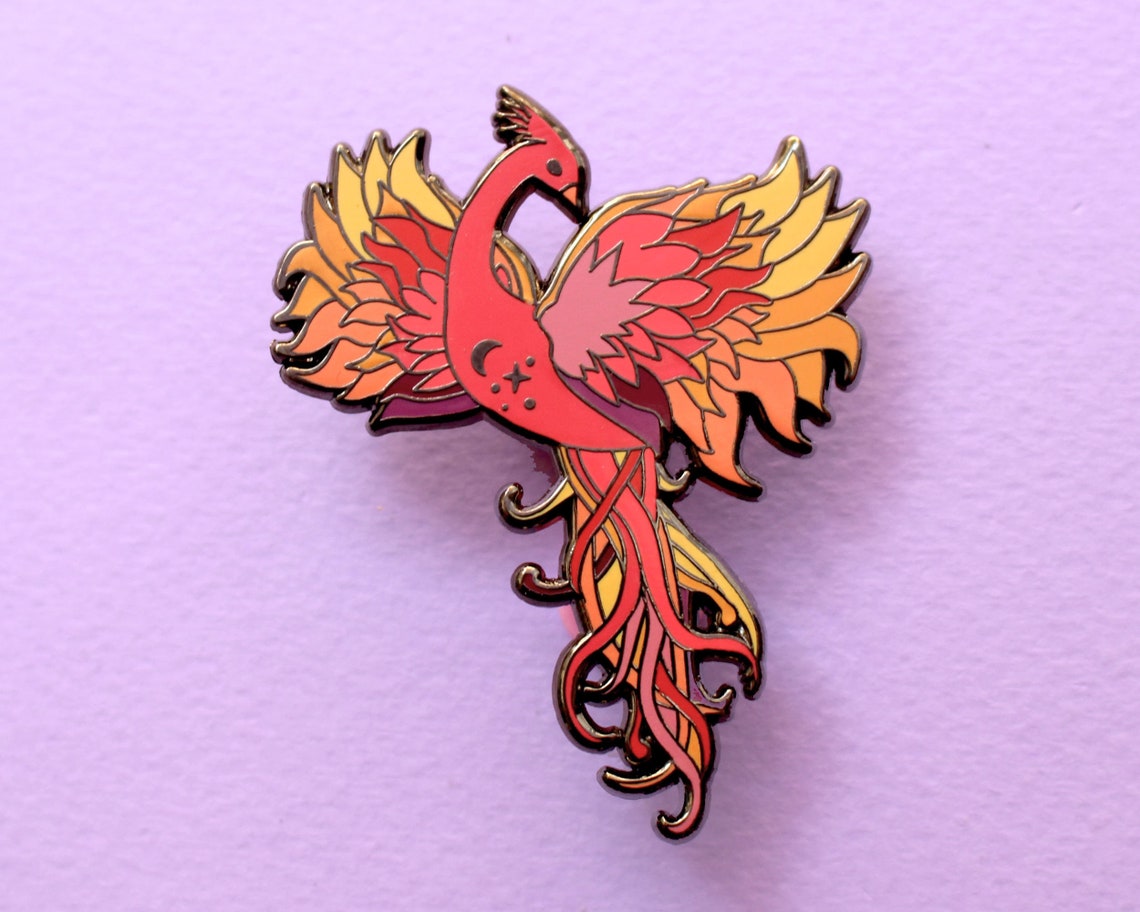 Phoenix enamel pin Phoenix pin Magical pin Magic pin | Etsy