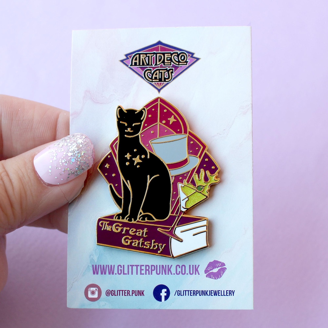 Great Gatsby Cat Enamel Pin; 1920s Art Deco Book Cat Lapel Pin - Etsy