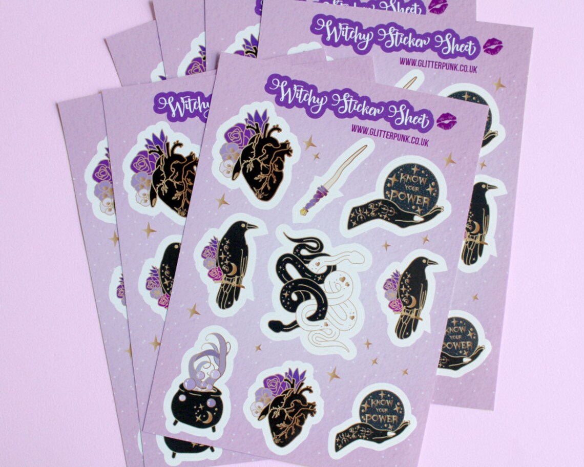 Witch Sticker Set Witchy Sticker Witch Gifts Crow Sticker - Etsy UK