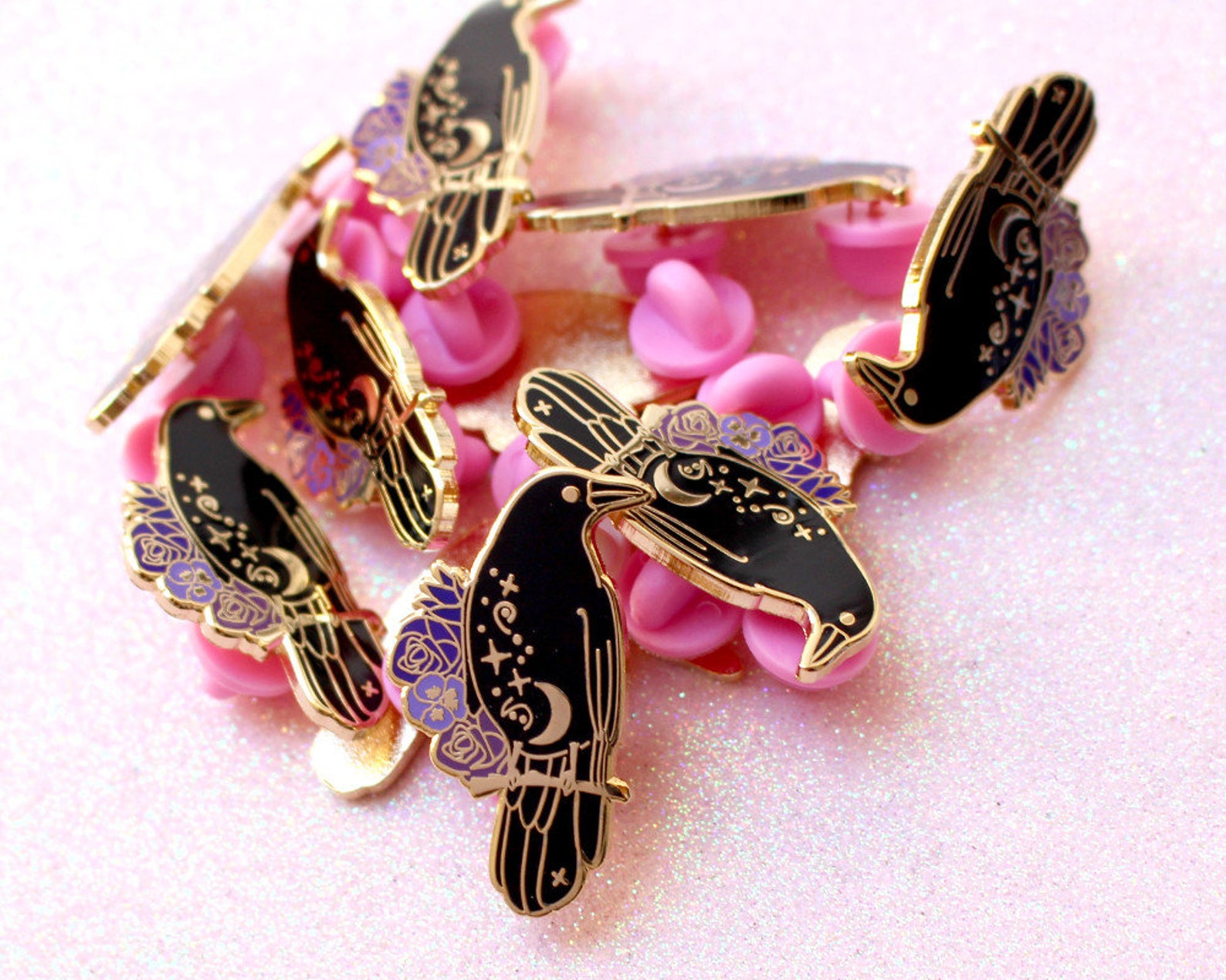 Raven Enamel Pin Crow Pin | Etsy UK