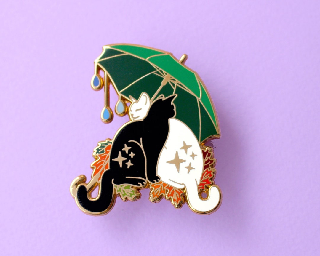 Umbrella Cats Enamel Pin Autumn Pin Fall Pin Umbrella Pin Cat Enamel ...
