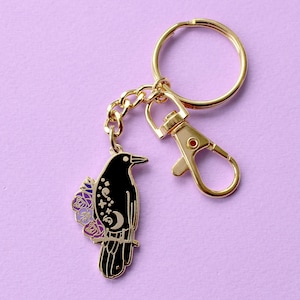 Crow Keychain Bird Keychain Cute Keychain Bird Lover Witch Keychain ...