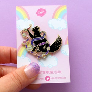 Solar Cat Enamel Pin, Purple & Black Solar System Space Cat - Etsy