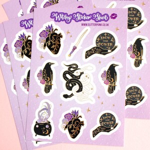 Witch Sticker Set Witchy Sticker Witch Gifts Crow Sticker Raven Sticker ...