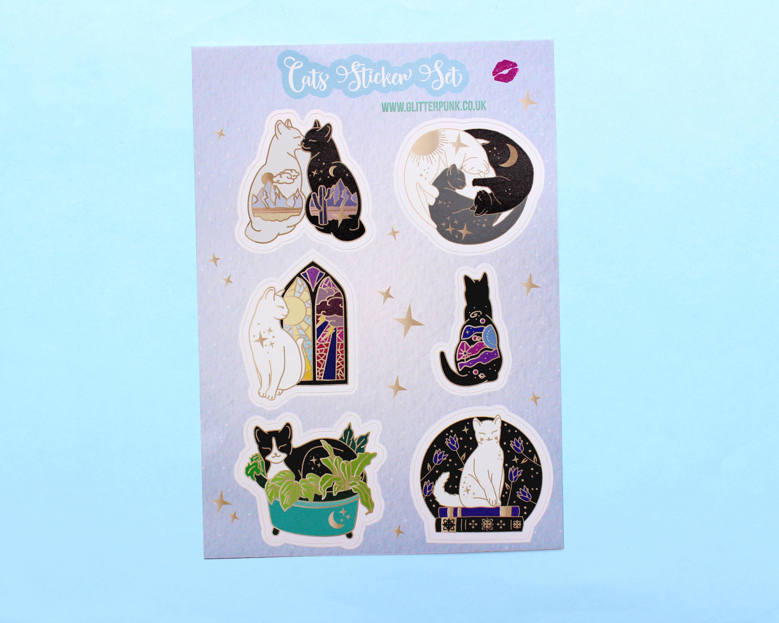 Cat sticker set Cat themed Gift for cat lovers Space cat | Etsy