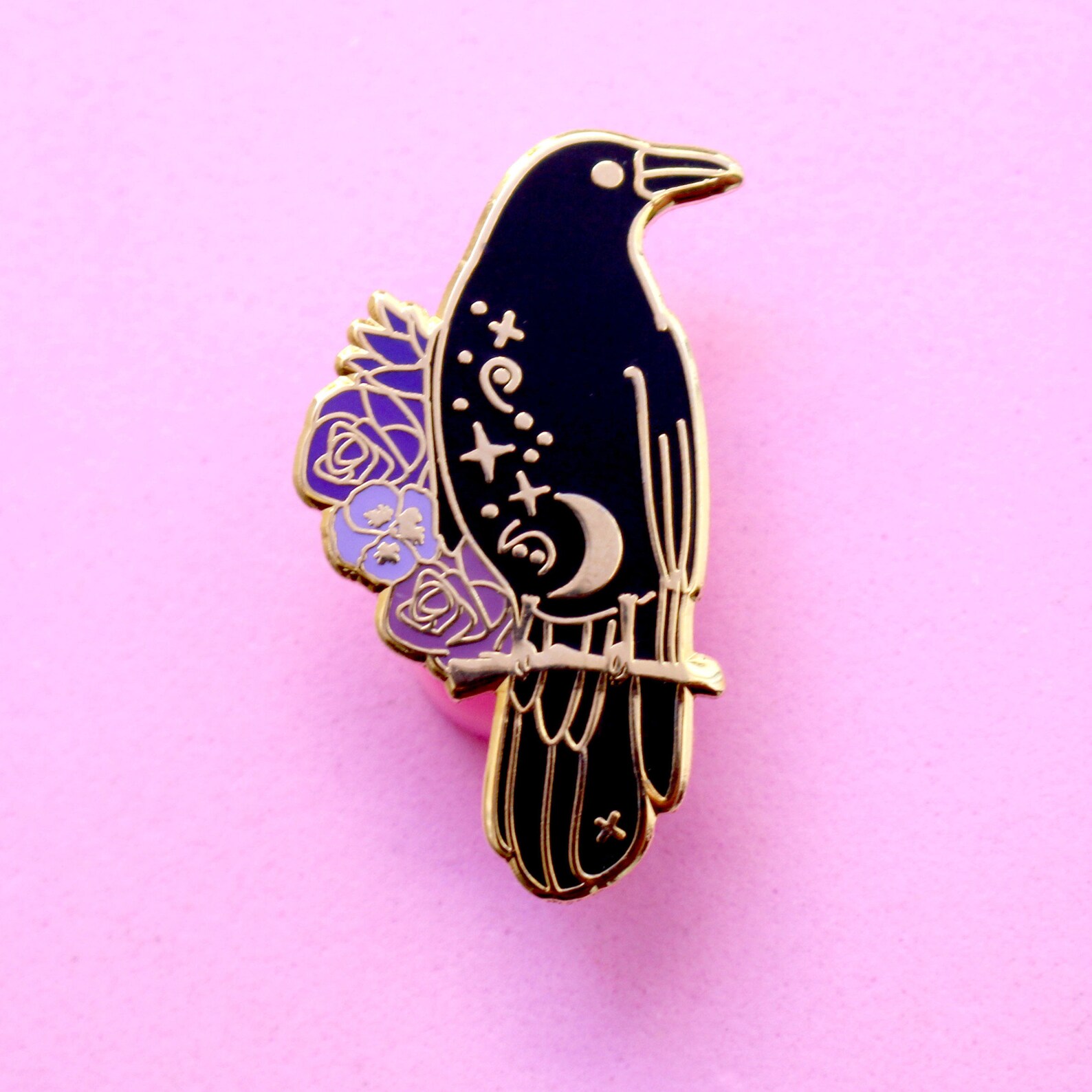 Raven Enamel Pin Crow Enamel Pin - Etsy