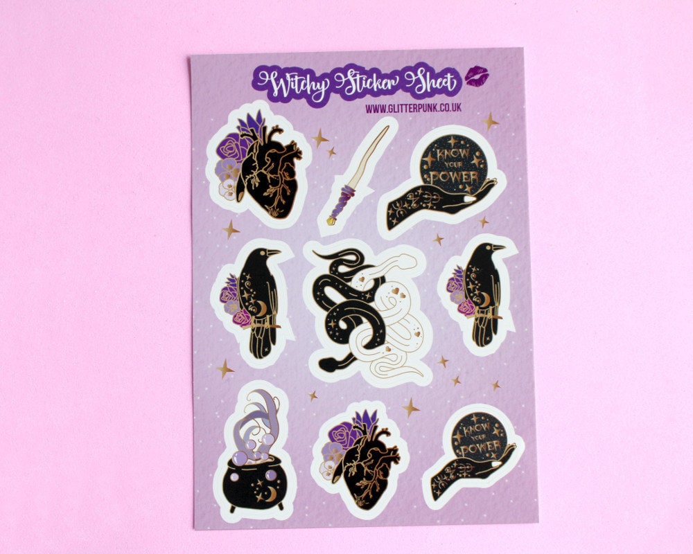 Witch Sticker Set Witchy Sticker Witch Gifts Crow Sticker Raven Sticker ...