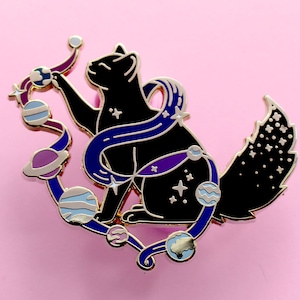 Solar Cat Enamel Pin, Purple & Black Solar System Space Cat - Etsy