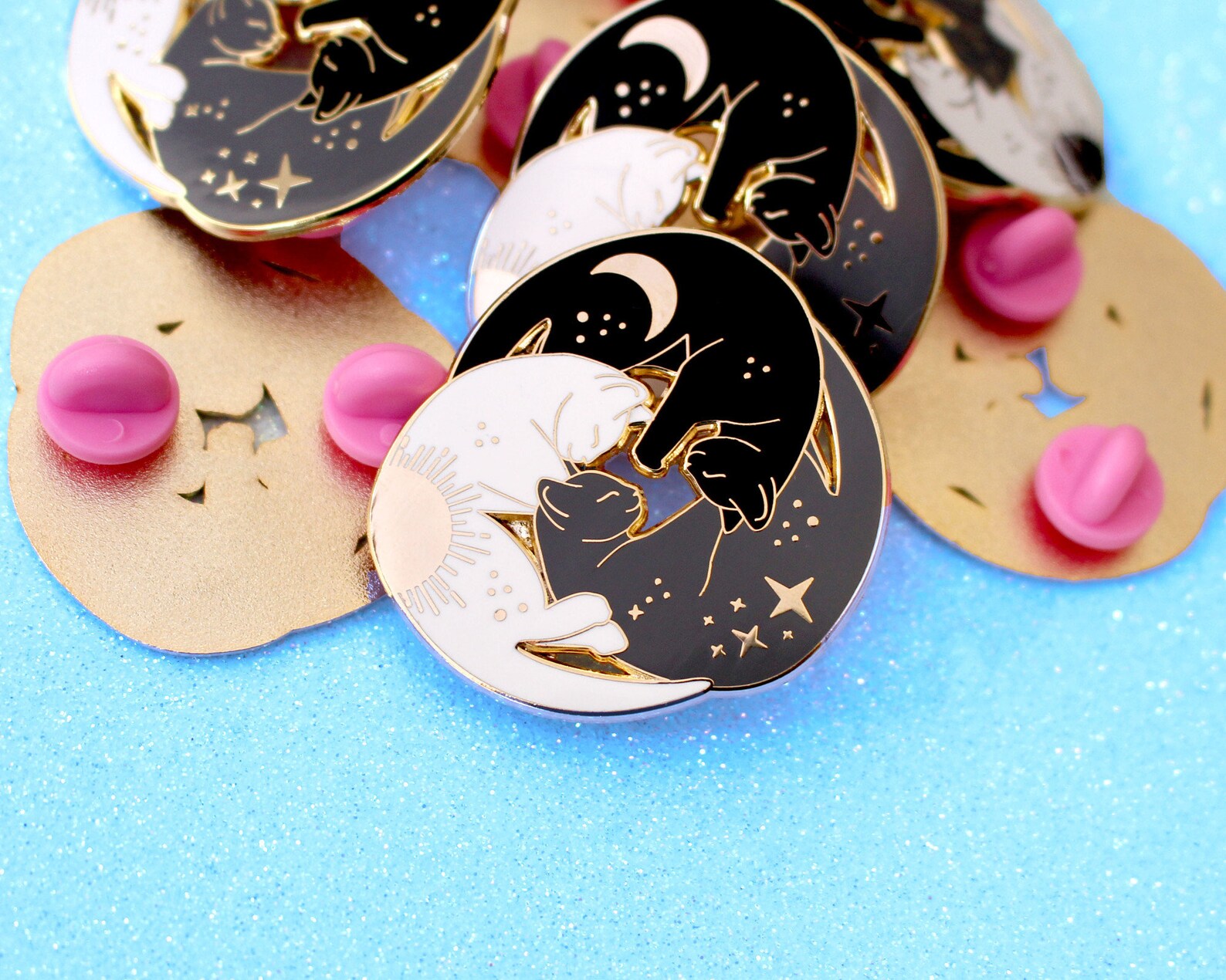 Trio of Cats Enamel Pin Cat Enamel Pin Black Cat Pin Celestial - Etsy