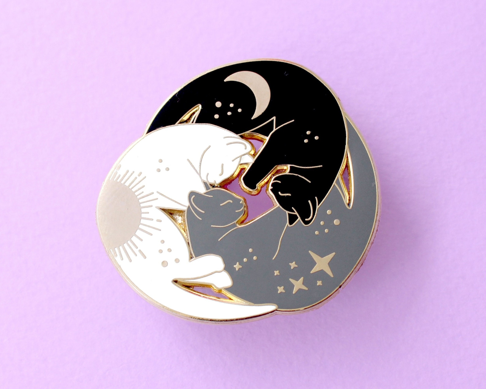 Trio of Cats Enamel Pin Cat Enamel Pin Black Cat Pin Celestial Enamel ...