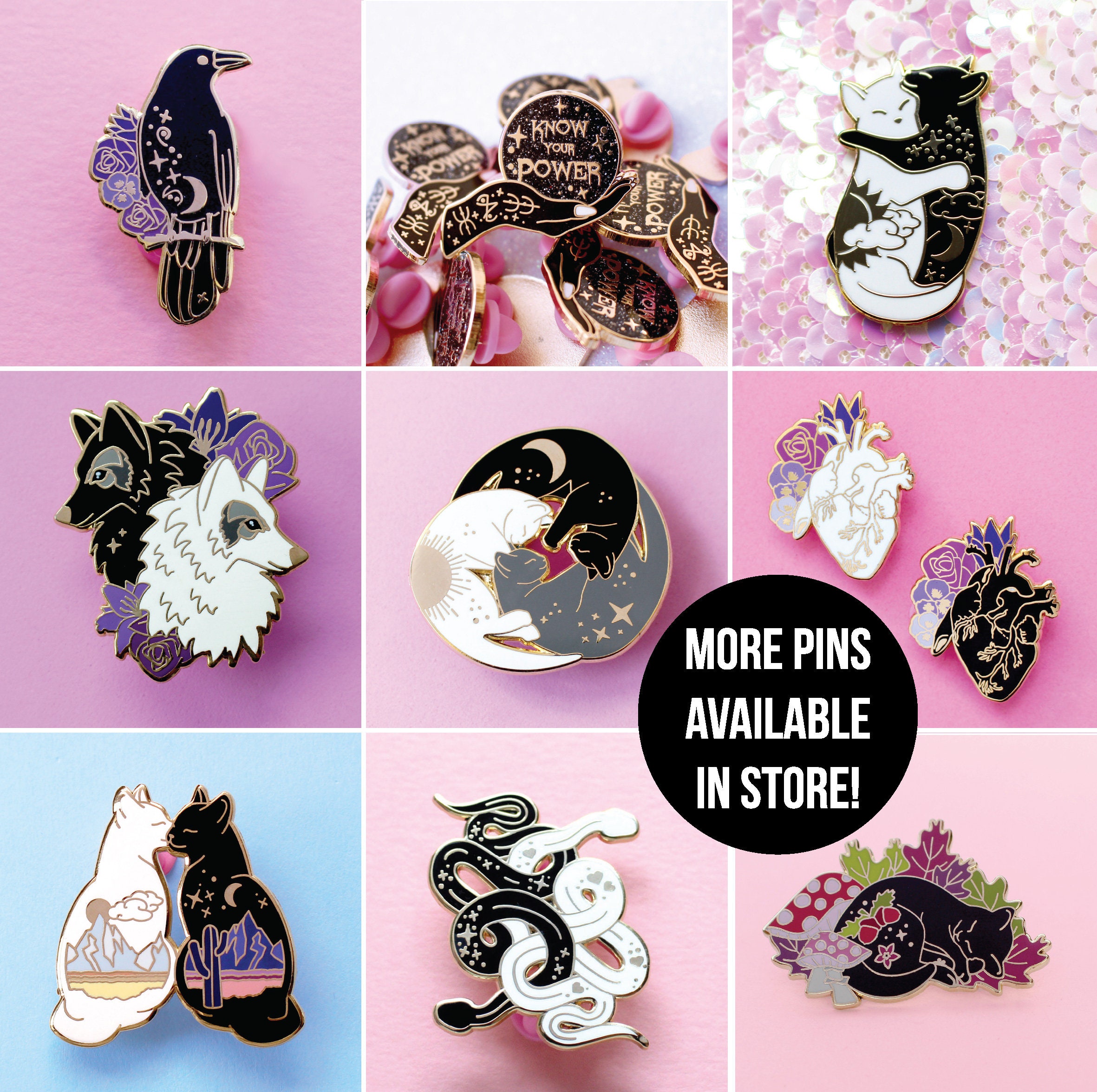 Wolf Enamel Pin Wolves Yin Yang Enamel Pin Black and White - Etsy