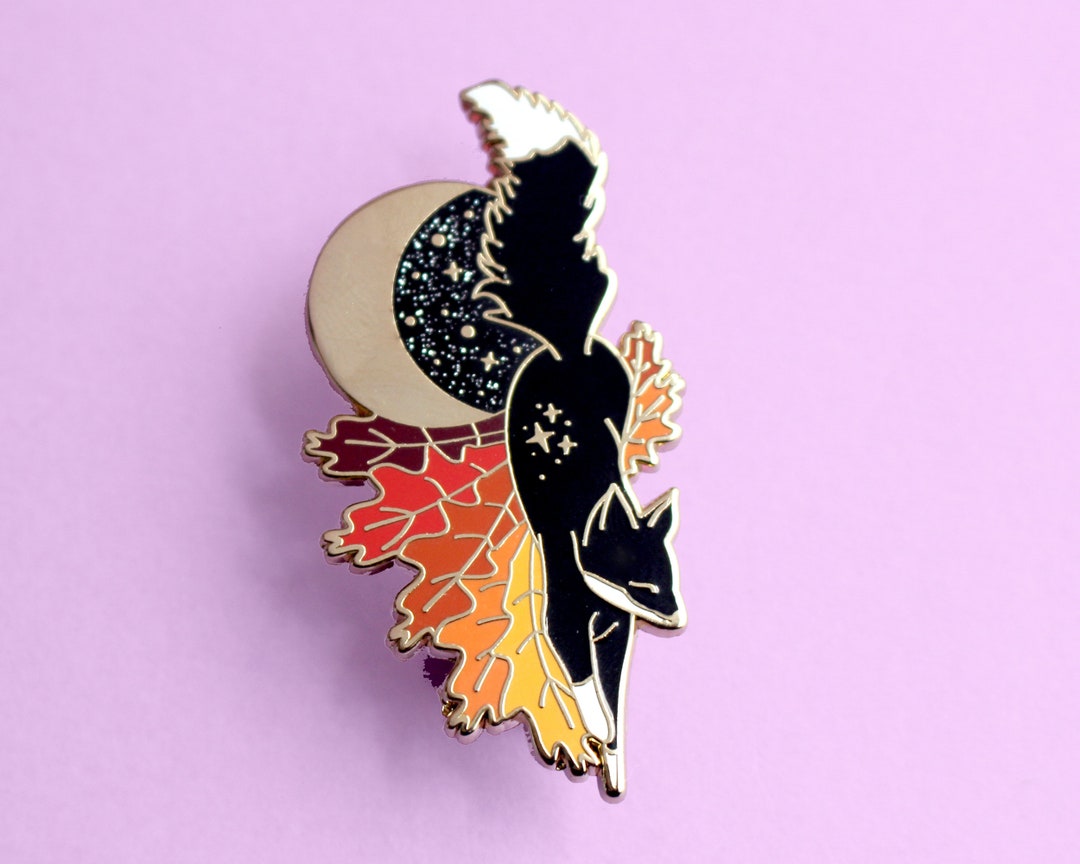 Autumn Fox Enamel Pin; Fall Season Autumn Leaves Animal Lapel Pin - Etsy