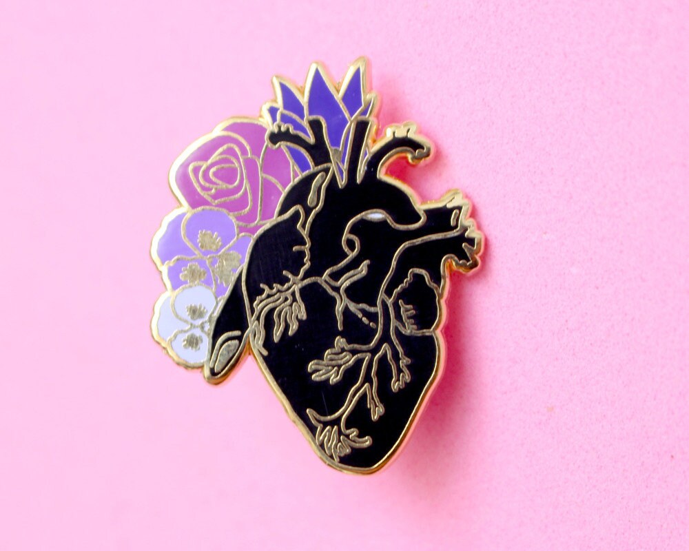 Anatomical Heart Enamel Pin Romantic Pin Romantic Pin Heart Pin Heart ...
