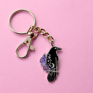 Crow Keychain Bird Keychain Cute Keychain Bird Lover Witch Keychain ...