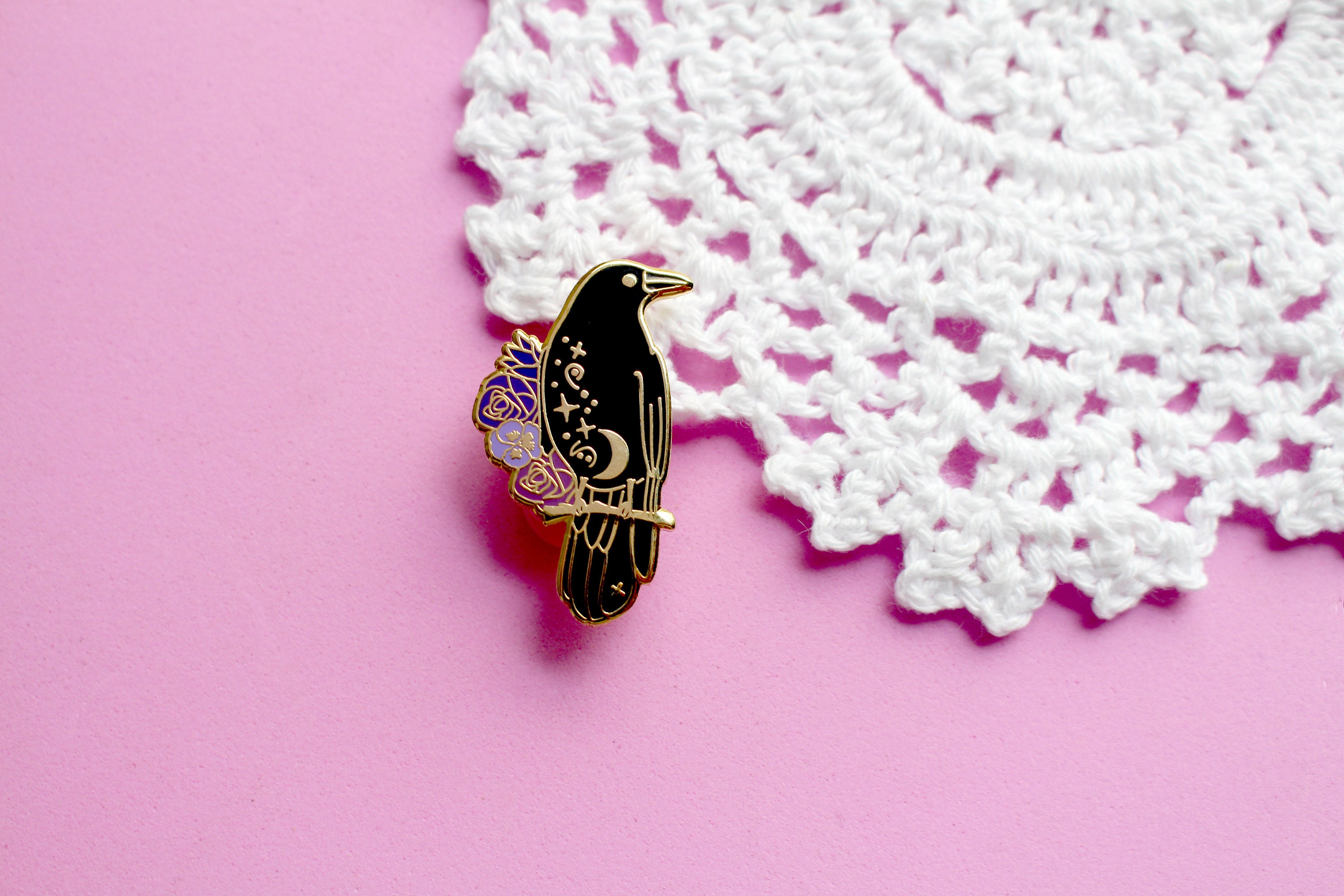 Raven Enamel Pin Crow Enamel Pin - Etsy Canada