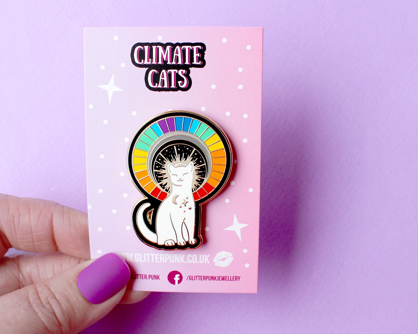 Rainbow Cat Enamel Pin, Rainbow Pride Pin, White Cat Weather Gift for ...