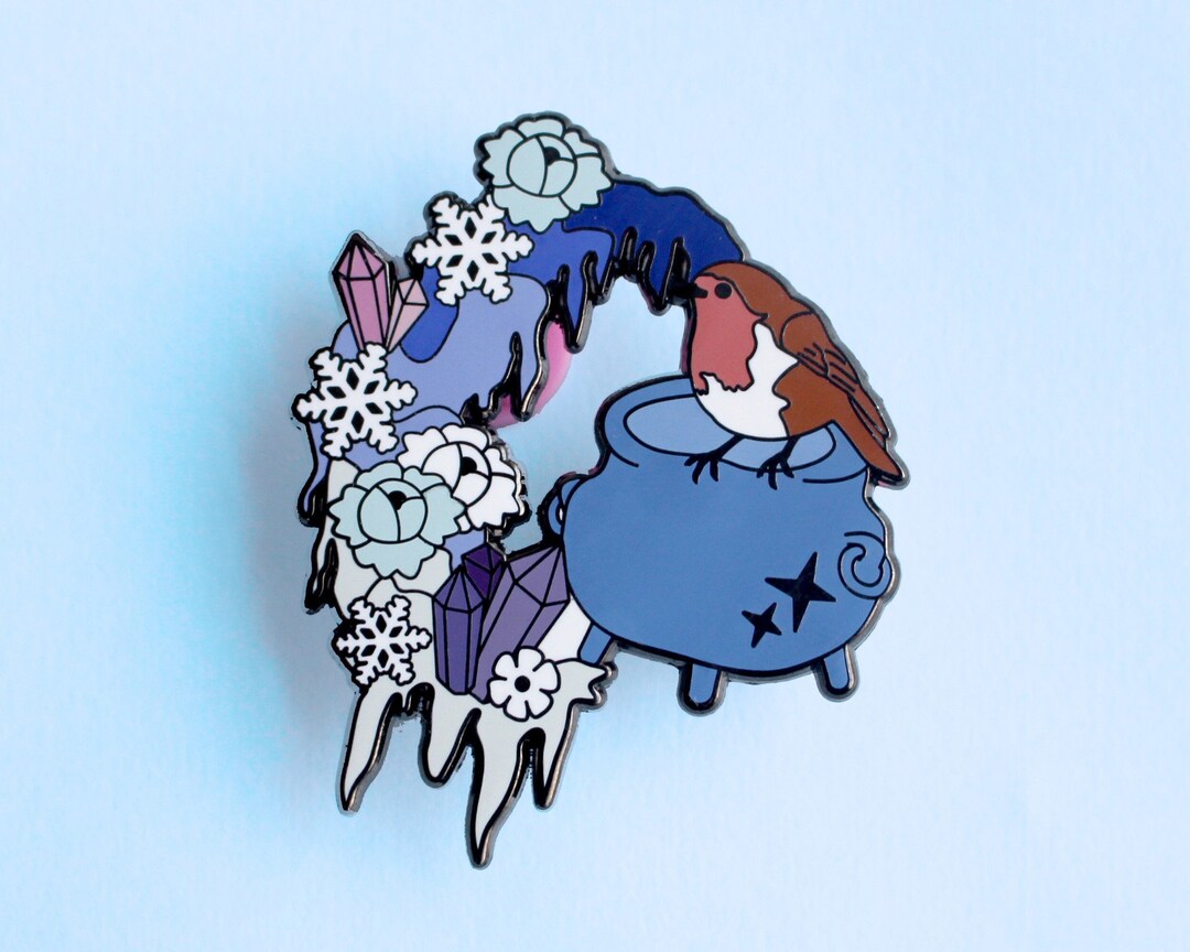 Winter Witch Familiar Winter Enamel Pin Nature Enamel Pin Bird - Etsy