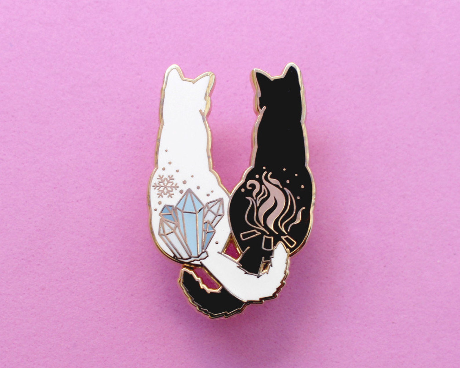 Cat Enamel Pin Black and White Cat Yin and Yang Love Cats Fire and Ice ...