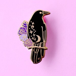 Crow Enamel Pin, Raven Pin - Etsy