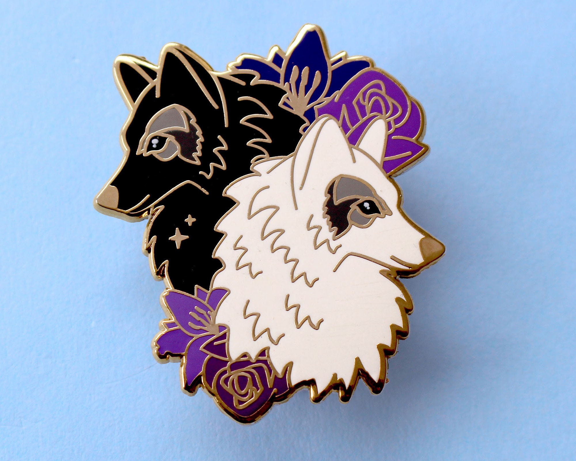 Wolf Enamel Pin Wolves Yin Yang Enamel Pin Black and White - Etsy UK