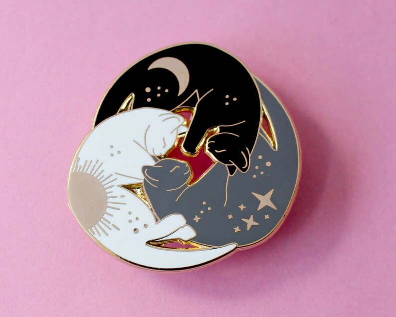 Trio Of Cats Enamel Pin Cat Enamel Pin Black Cat Pin Celestial Etsy
