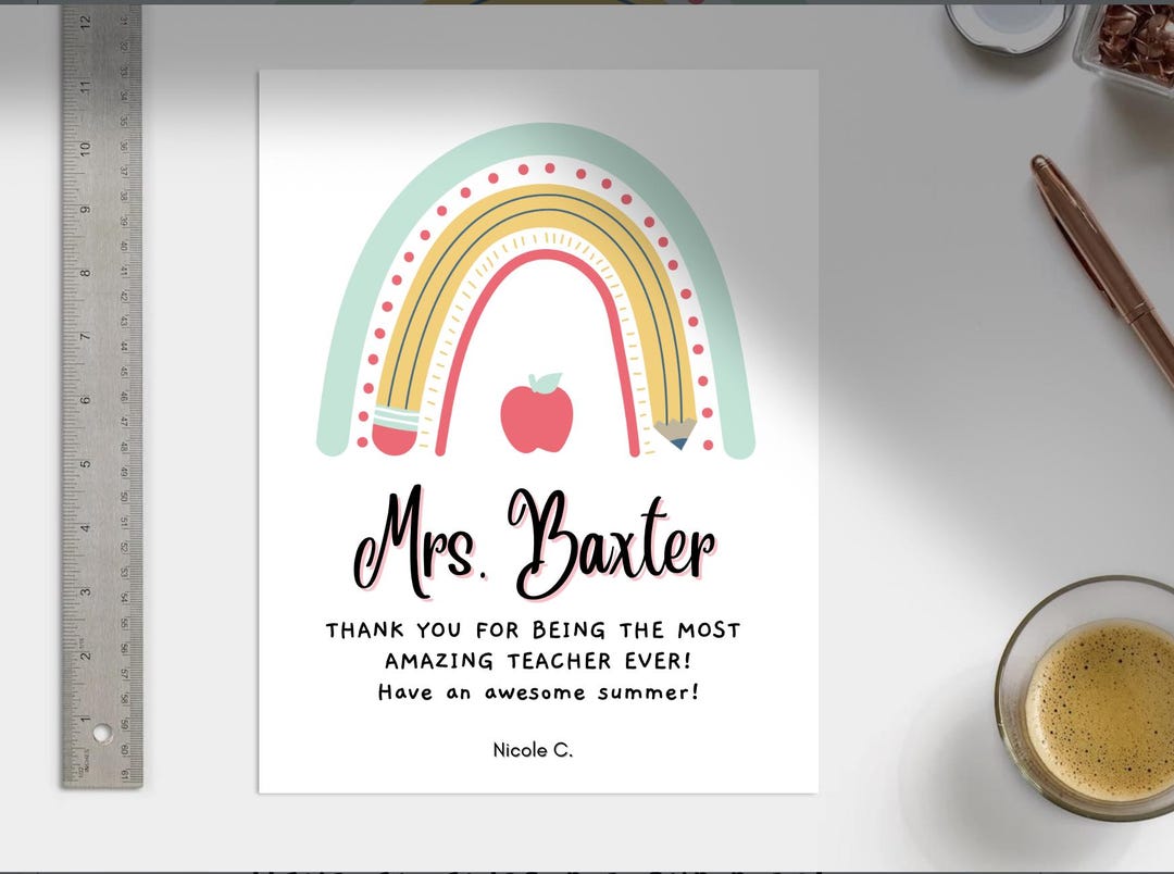 Personalized Teacher Gift Card – Printable End of Year Thank You Tags ...