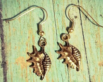 Conch shell earrings | Etsy
