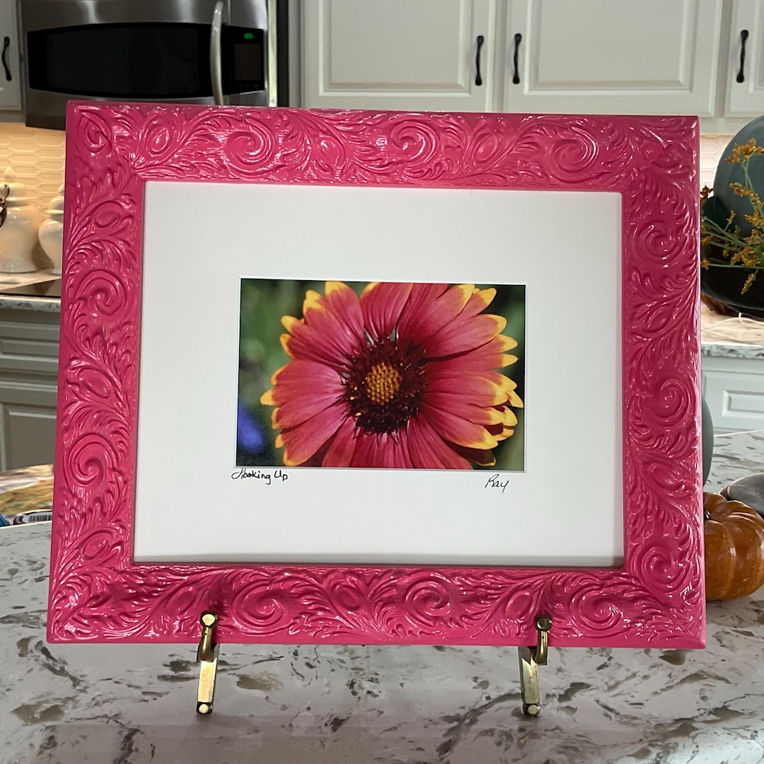 Glossy Hot Pink 8”x10” Frame With Signed Floral Print - Etsy